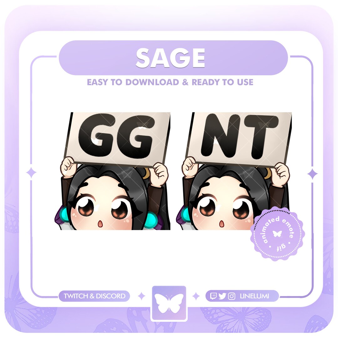 Emoticones ANIMADOS de Sage Valorant GG y NT para Twitch y Discord - Etsy México