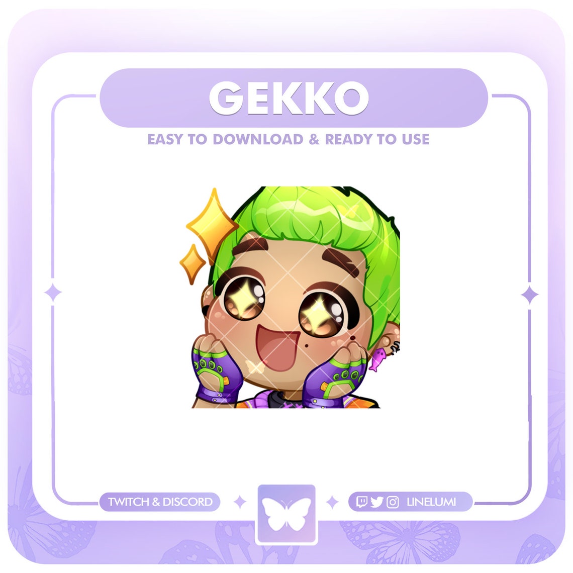 Gekko Valorant Excited Emote for Twitch Wow Twitch Emote Cute Twitch ...