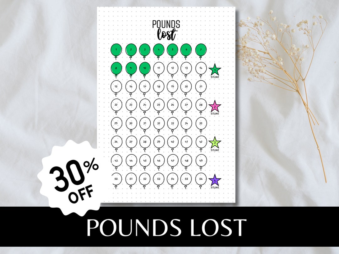 Pounds Loss Tracker Stone Kg Weight Loss Fitness Tracker A5 Journal ...