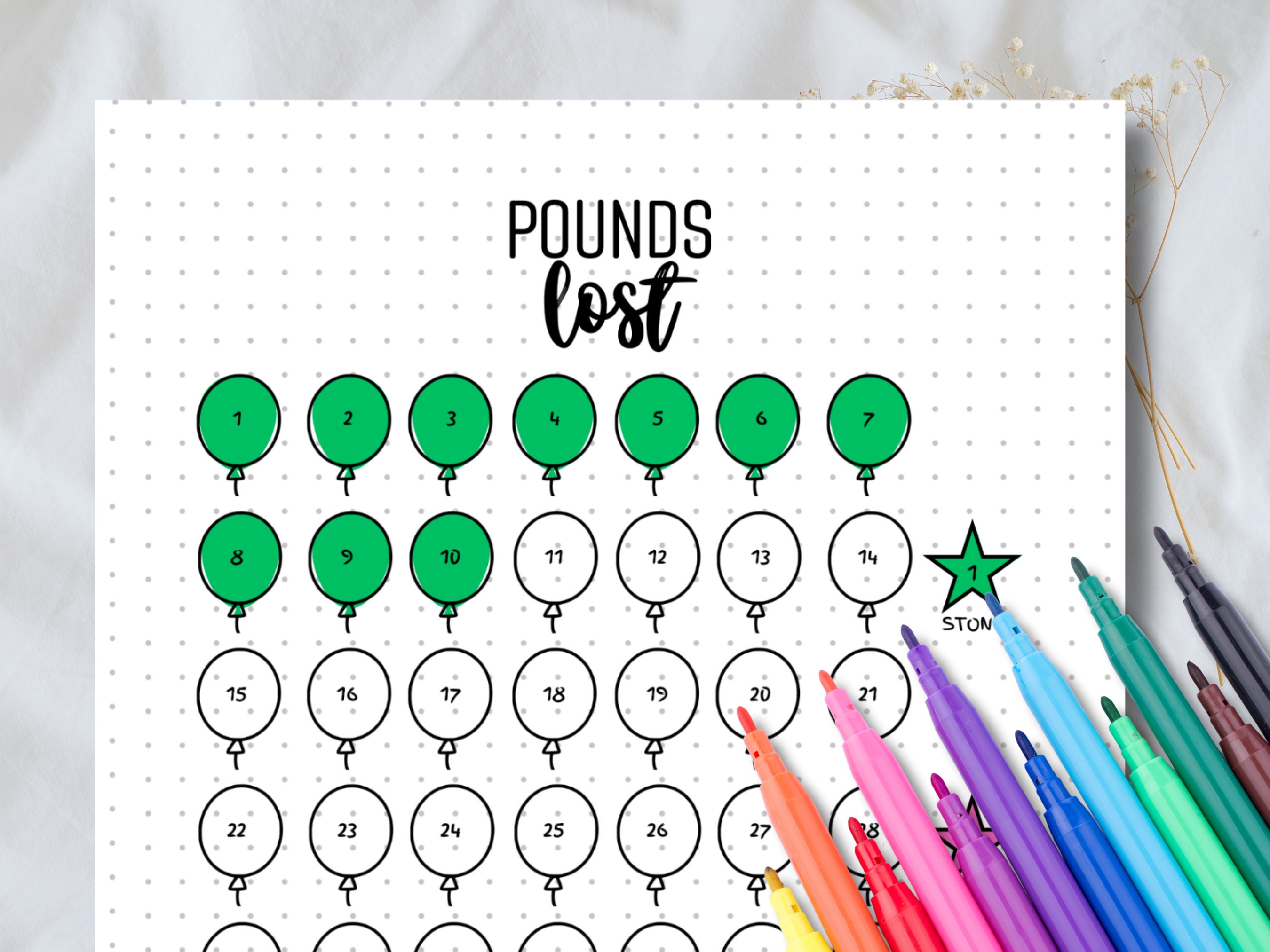 Pounds Loss Tracker Stone Kg Weight Loss Fitness Tracker A5 Journal ...