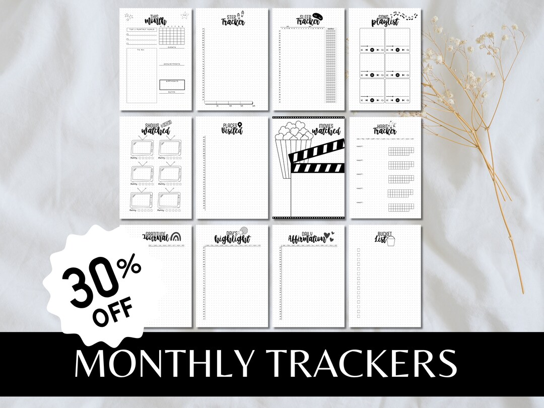Printable Monthly Trackers Bundle - Printable A5 Journal Pages, 2024 ...