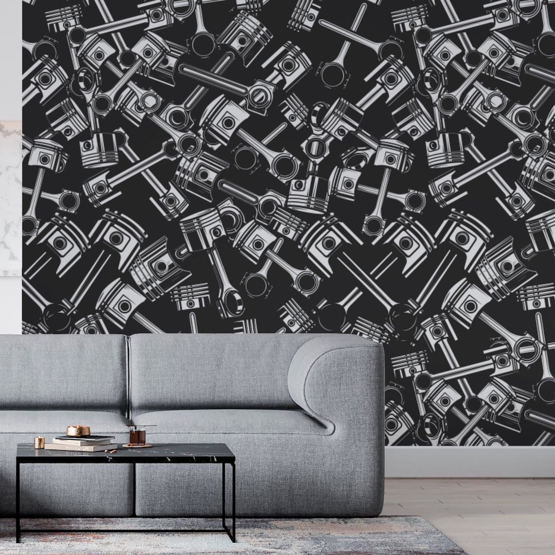Car Engine Piston Wallpaper: Automotive Peel and Stick Wall Decor - Etsy