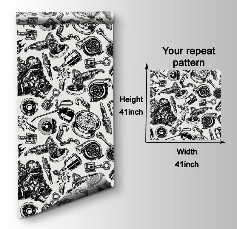Car Parts Removable Wallpaper: Automotive Theme Peel and Stick Wall ...