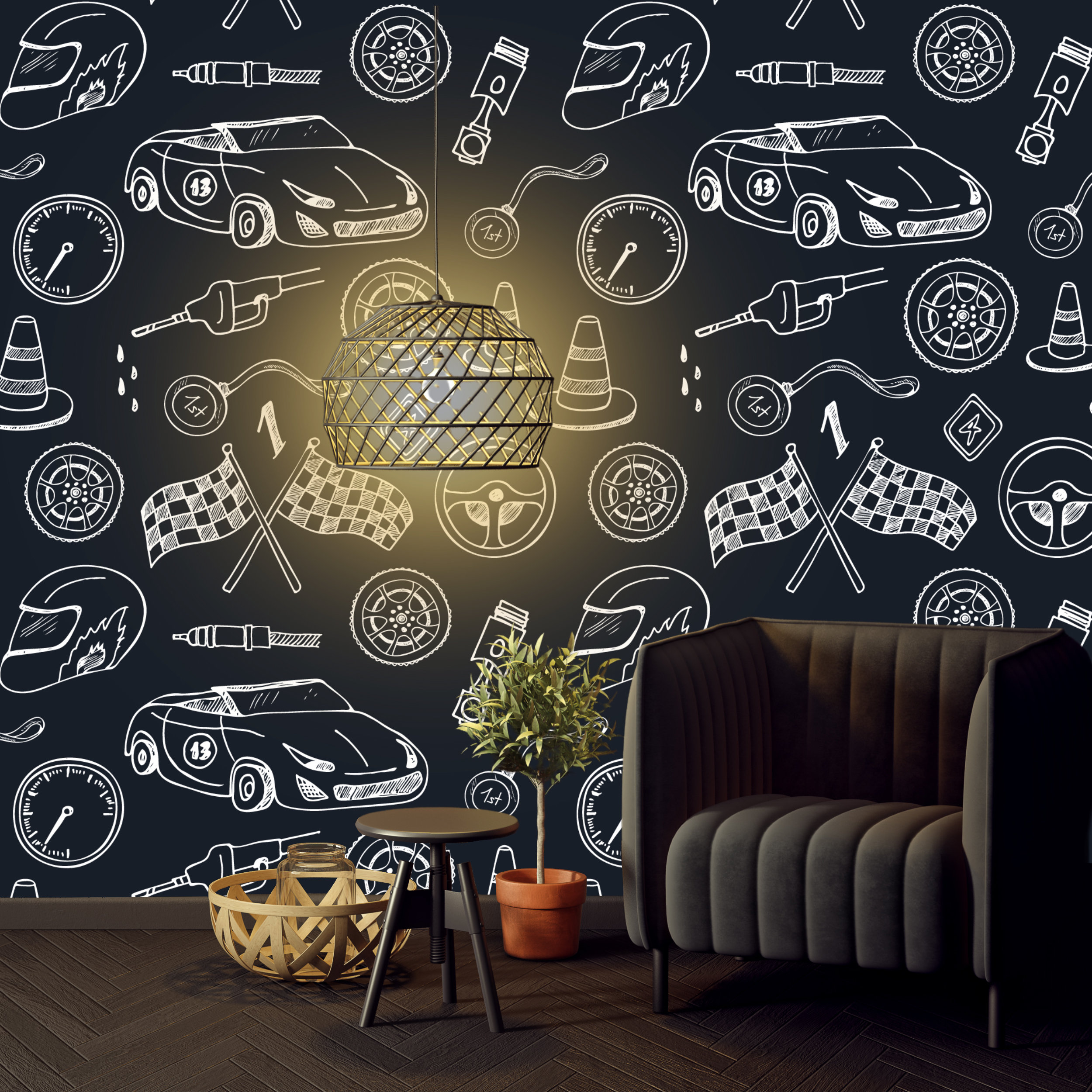 Racing Car Parts Wallpaper: Peel and Stick Auto Decor - Etsy