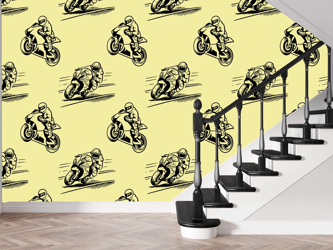 Motorcycle Racing Wallpaper: Peel and Stick Wall Decor - Etsy