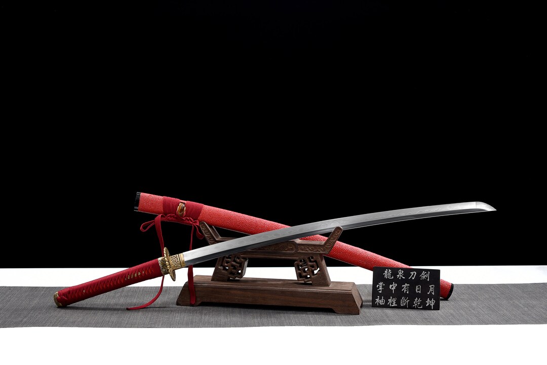 Red Pearl Fish Skin Samurai Sword,pure Copper Accessories Katana,silver ...