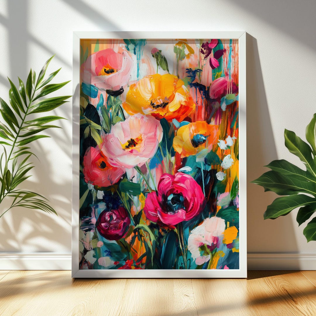 Abstract Floral Painting | Colorful Flower Print | Printable Digital ...