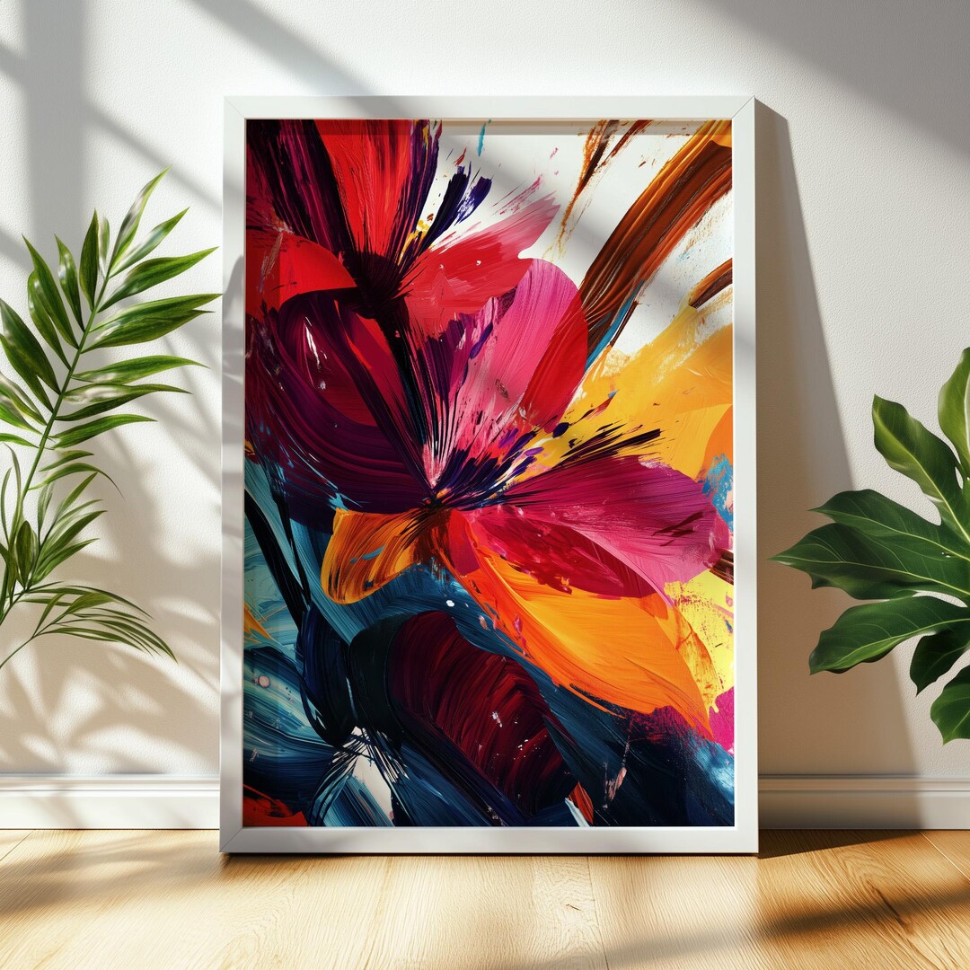 Abstract Floral Painting | Colorful Flowers Print | Maximalist Digital ...