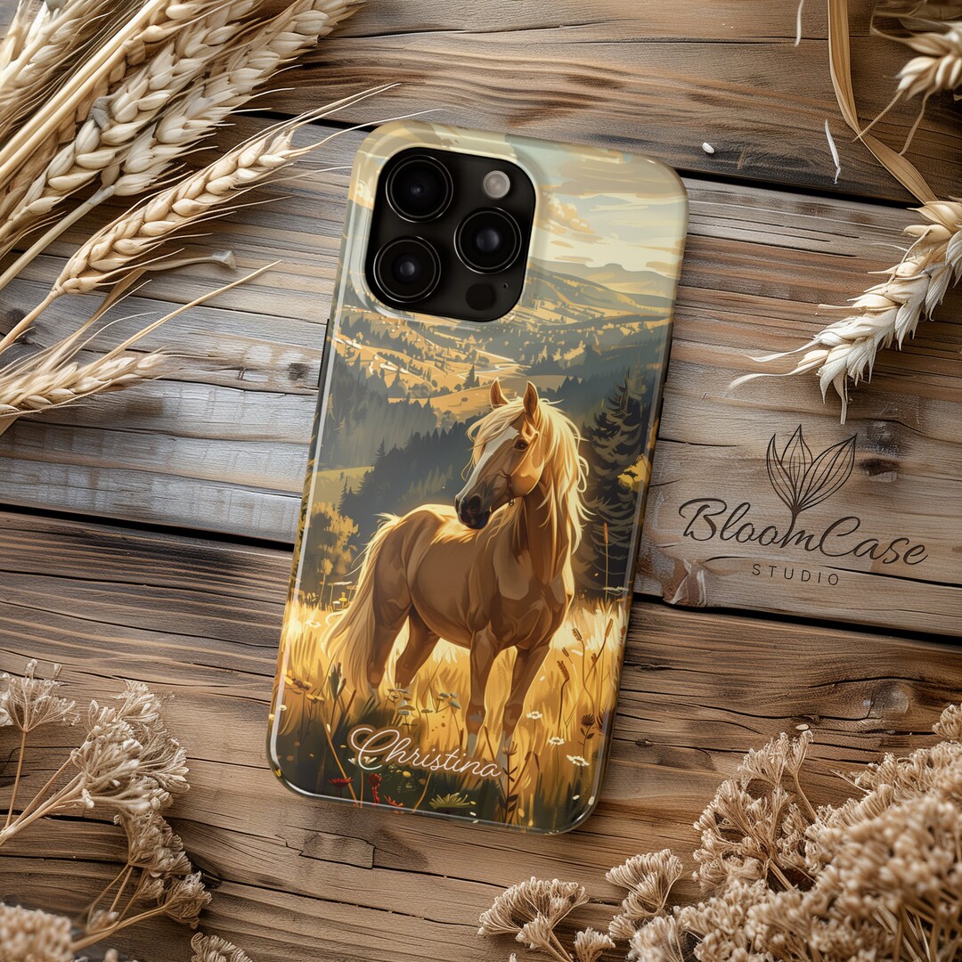 Palomino Horse in Wild Nature - Personalized Phone Case - Equestrian ...