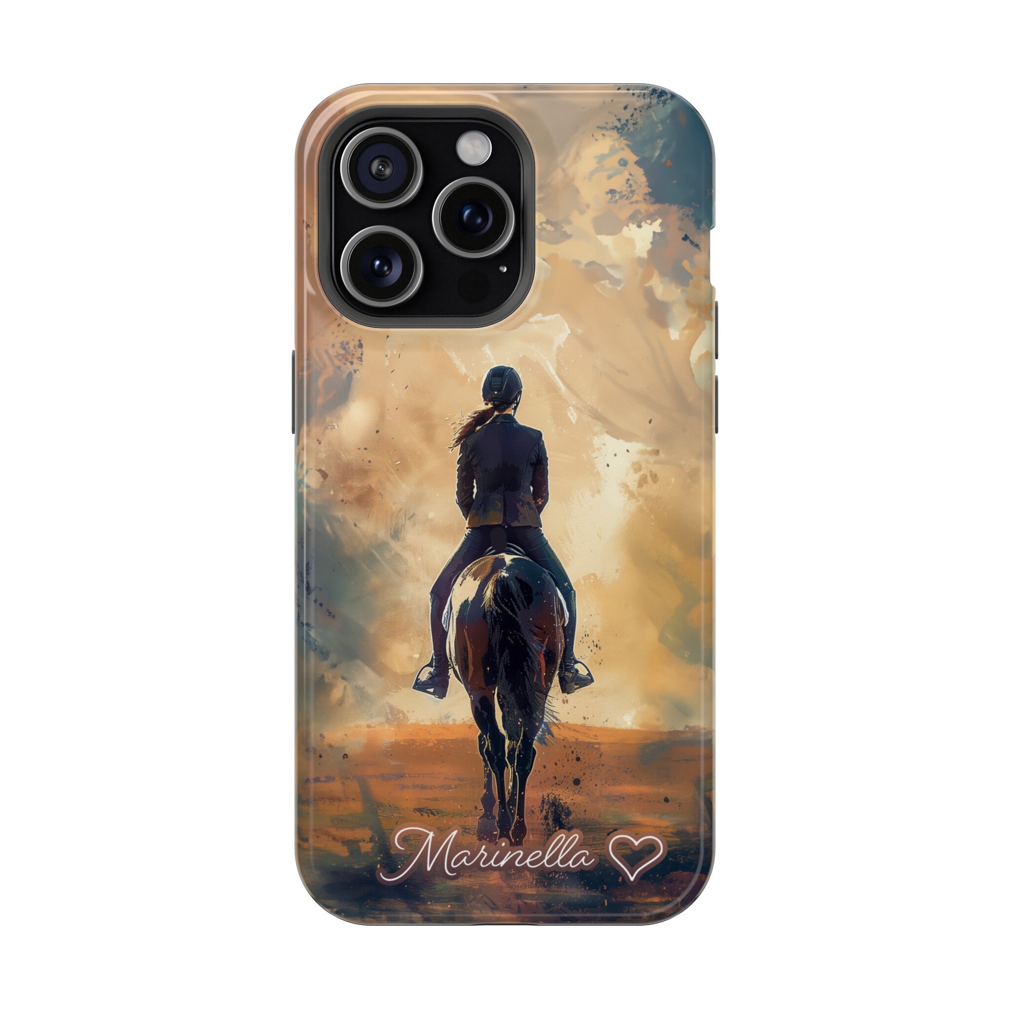 Girl Riding Horse Magsafe iPhone Case - Personalized Equestrian Gift - for iPhone 15, 14, 13 ...