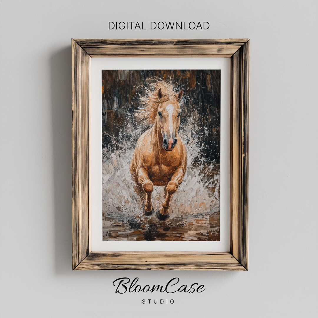 Palomino Horse Running Oil Painting - Digital Download Wall Art ...
