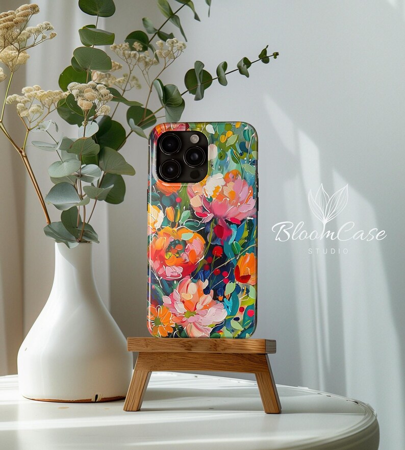 Abstract Floral iPhone Case - Maximalist Botanical Design for iPhone 15 ...
