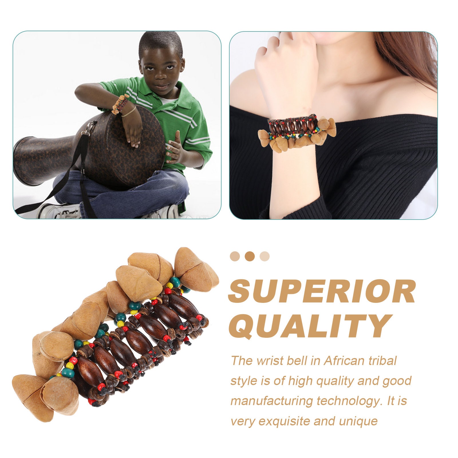 Handbells Handmade Nuts Shell Bracelet Percussion Accessory Djembe ...