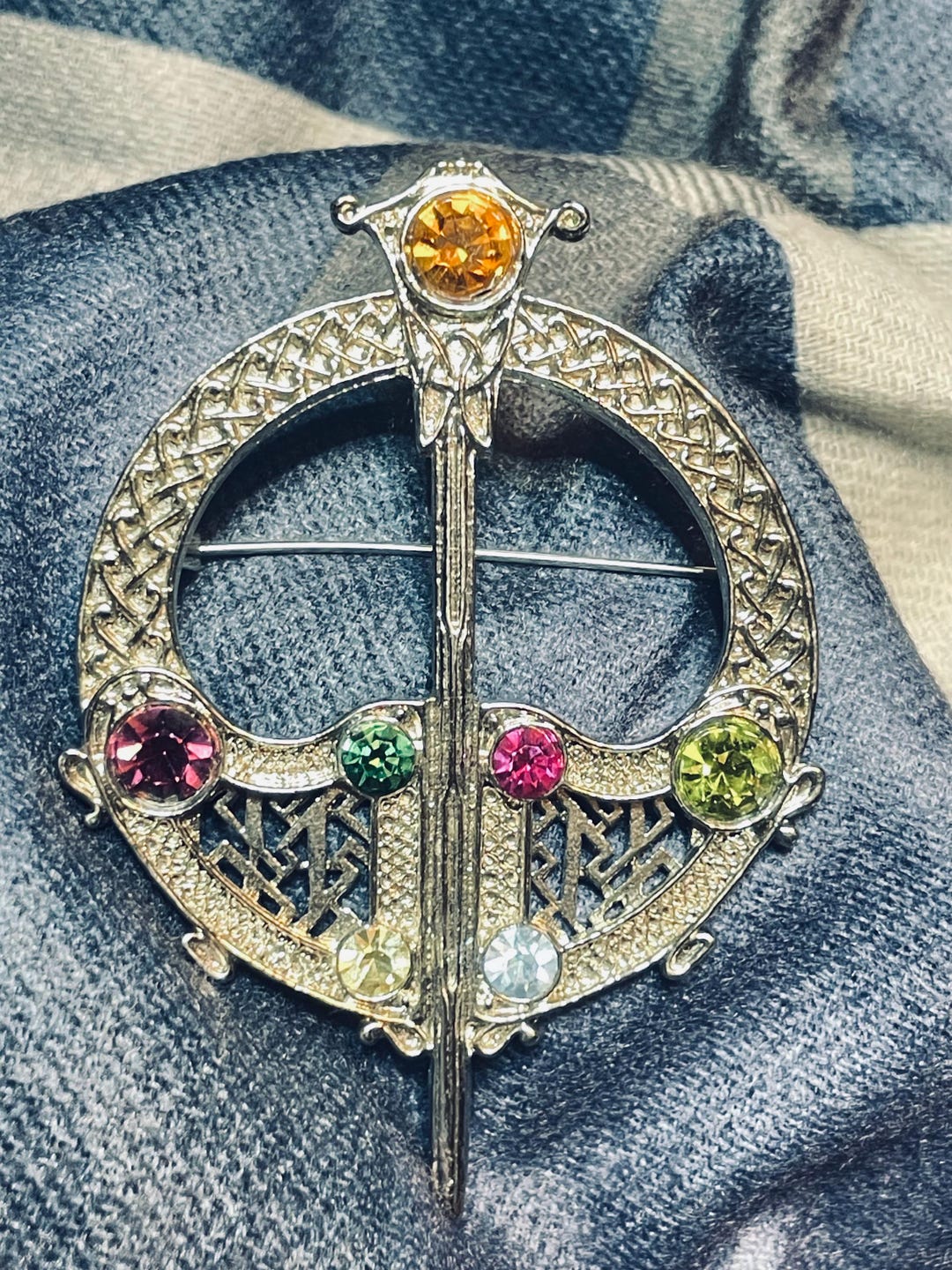 LARGE Vintage Kilt Pin - Huge Scottish Brooch - Celtic Dagger Unisex ...