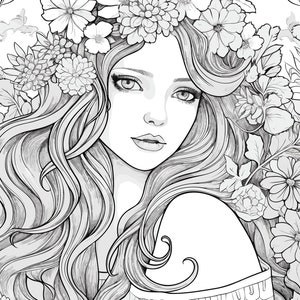5 Beautiful Girl Coloring Images - Etsy