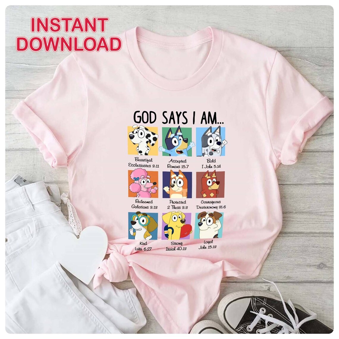 Bluey God Says I Am PNG Files, Bluey and Bingo Png, Bluey Mom Life Png ...