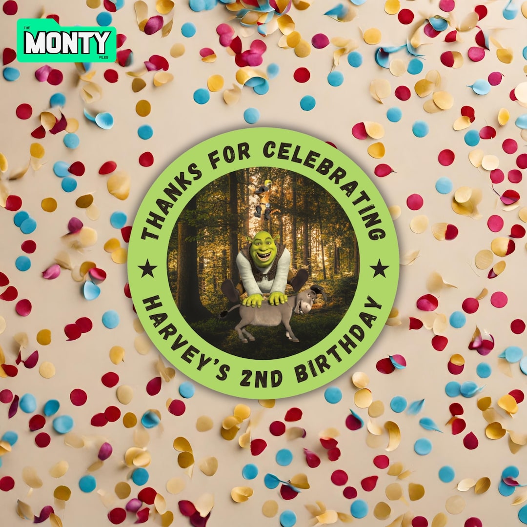Shrek Customizable Party Sticker Printables | Customizable Shrek ...