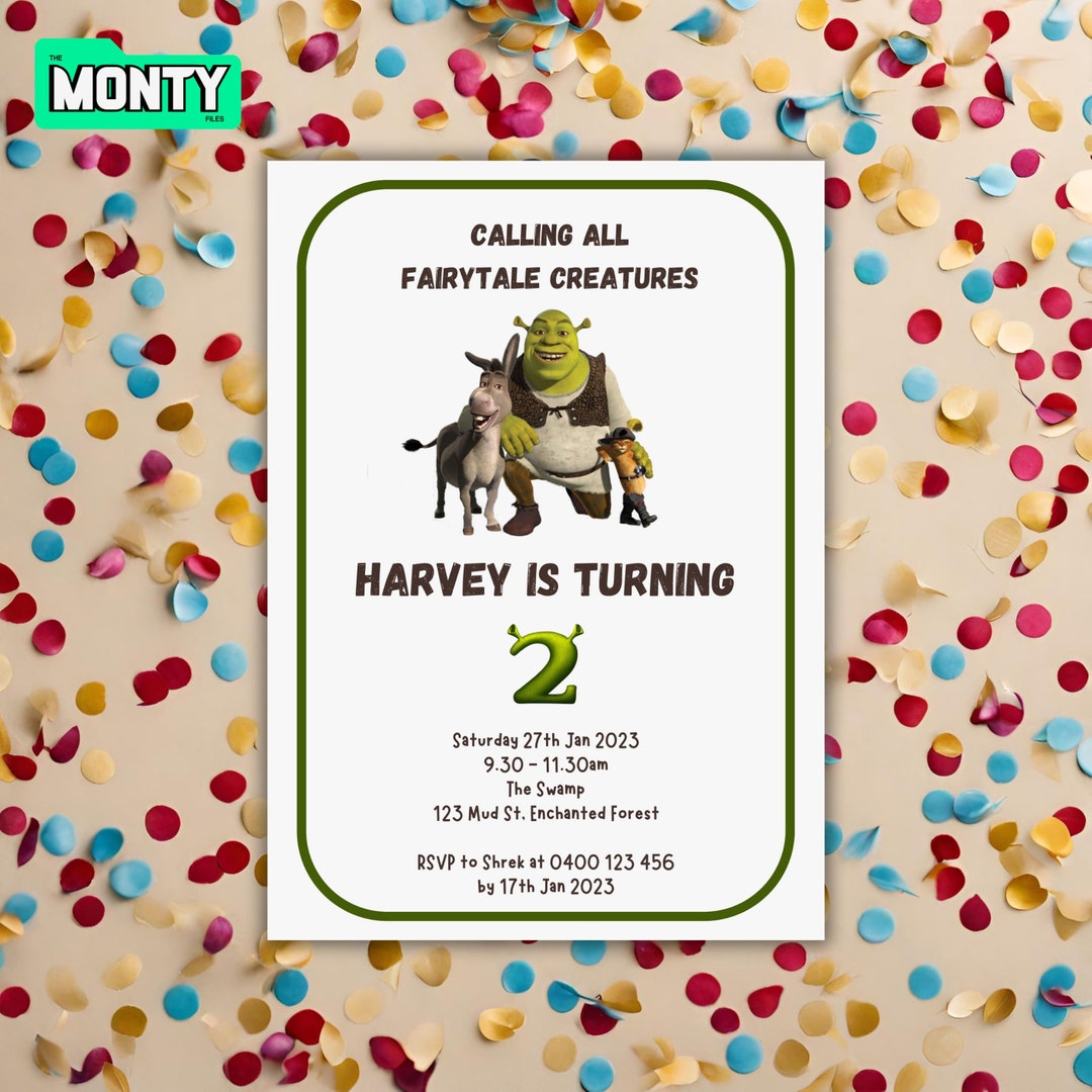 Shrek Fully Customizable Invitation Printables | Personalized Shrek ...