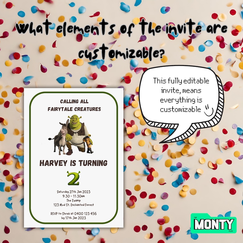 Shrek Fully Customizable Invitation Printables | Personalized Shrek ...