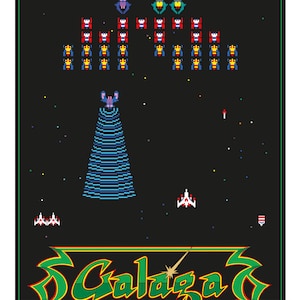 Galaga Arcade Poster: Retro 1981 Gaming Art Print - Etsy