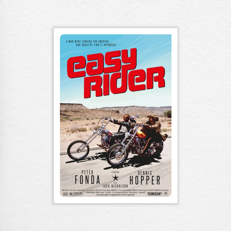 Easy Rider Film Poster: 1969 Retro Illustrated Print - Etsy