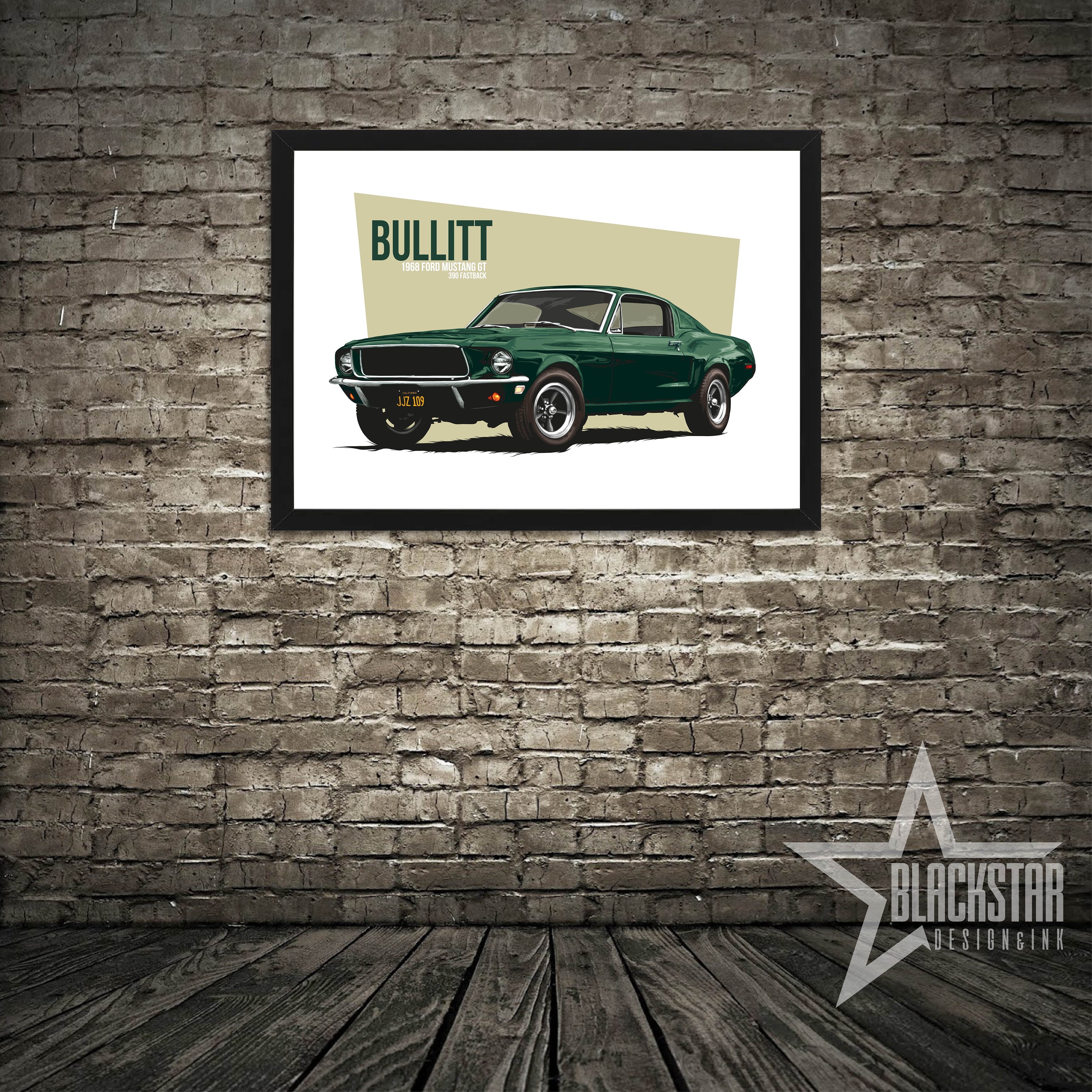 Bullitt Mustang GT Poster: Steve Mcqueen Classic Car Art Print - Etsy