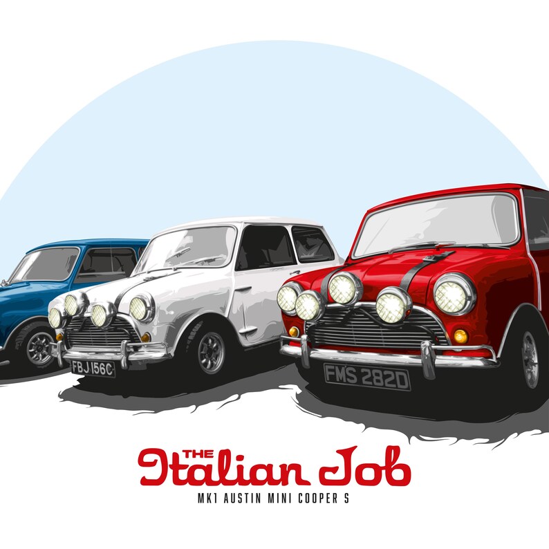 The Italian Job (1969) - Classic Car Poster - Mini Cooper - Etsy
