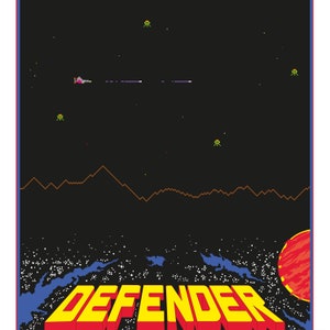 Defender Arcade Poster - Retro Arcade Poster - Defender Game 1981 - Etsy