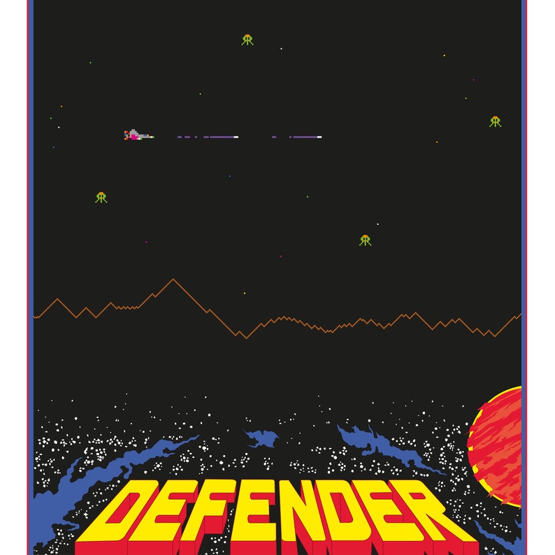 Defender Arcade Poster - Retro Arcade Poster - Defender Game 1981 - Etsy