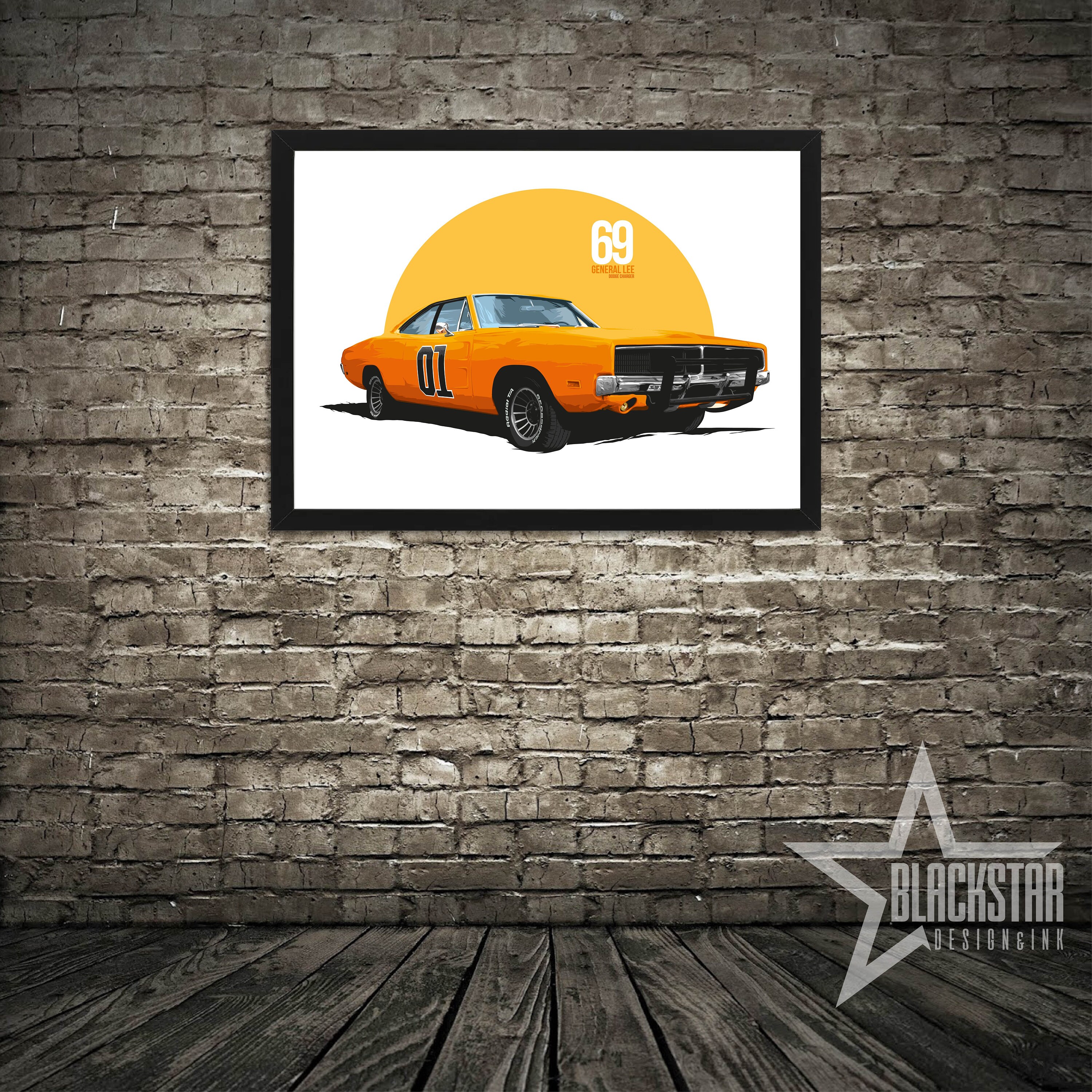 Dukes of Hazard General Lee Poster - Classic Car Poster - Dodge Charger ...
