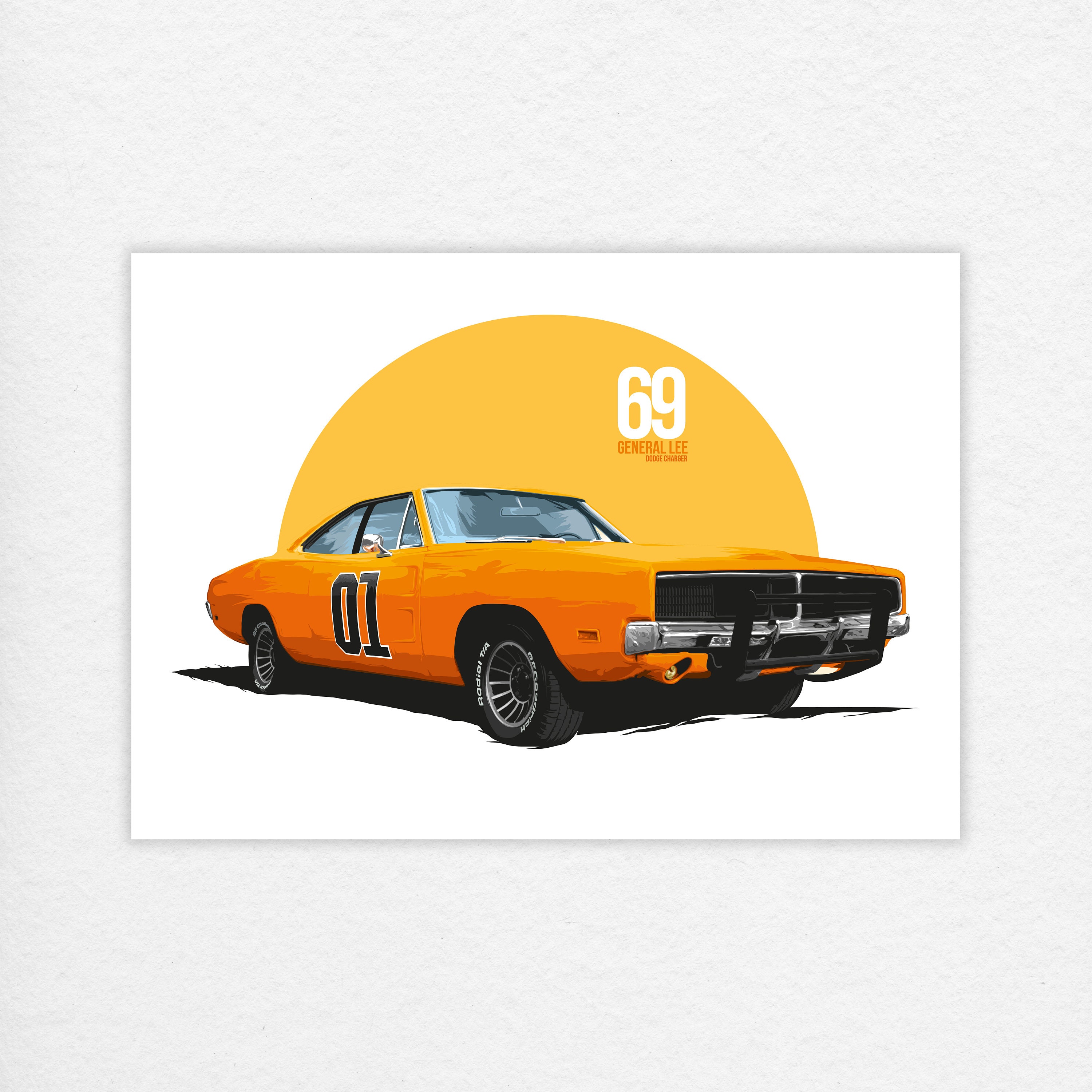 Dukes of Hazard General Lee Poster - Classic Car Poster - Dodge Charger ...