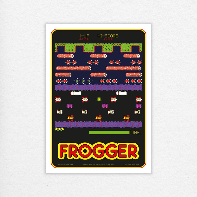 Frogger Arcade Poster: Retro 80s Gaming Art Print - Etsy