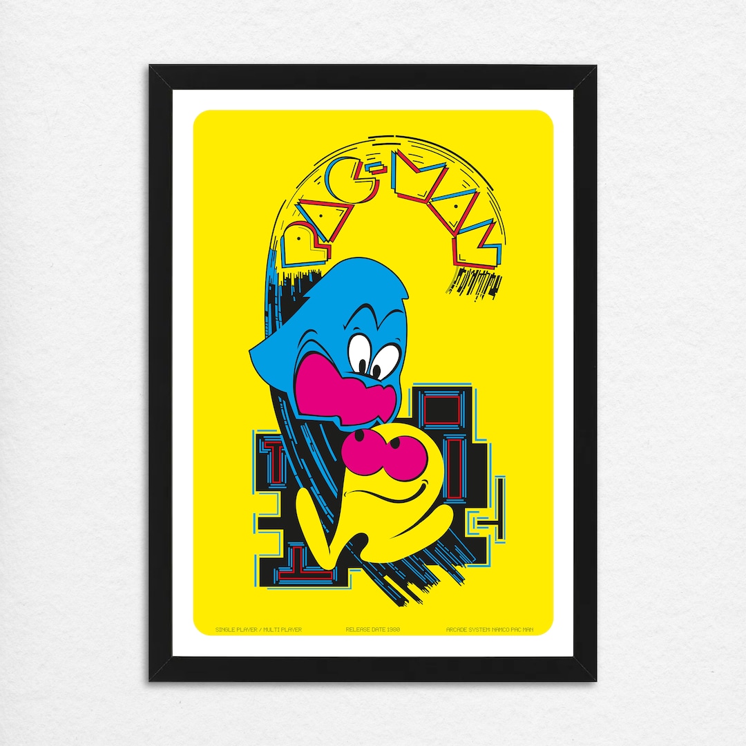 Pac Man Arcade Machine Poster - Retro Arcade Poster - Pac Man Game 1980 ...