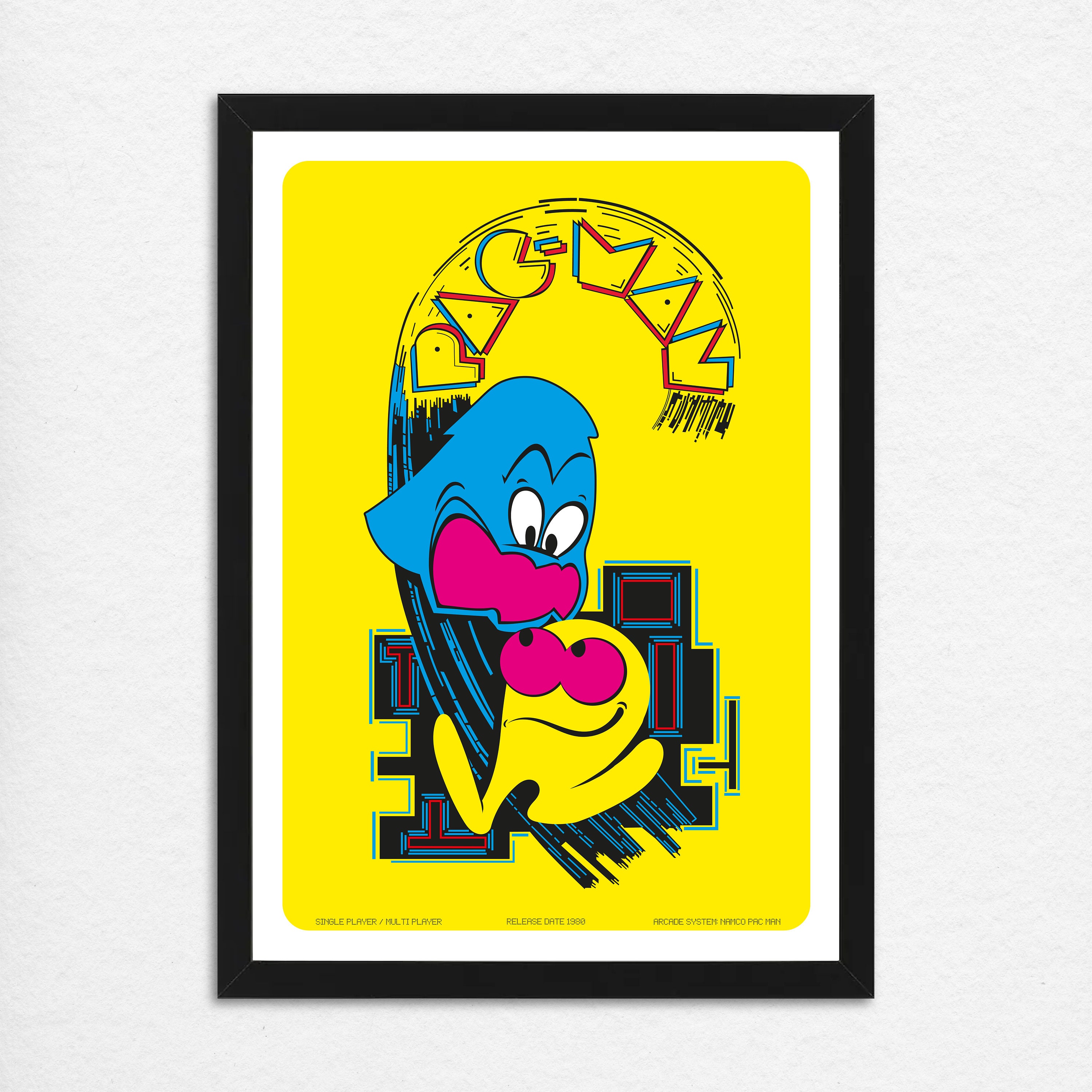 Pac Man Arcade Machine Poster - Retro Arcade Poster - Pac Man Game 1980 ...