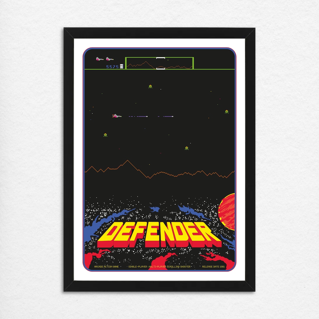 Defender Arcade Poster - Retro Arcade Poster - Defender Game 1981 - Etsy