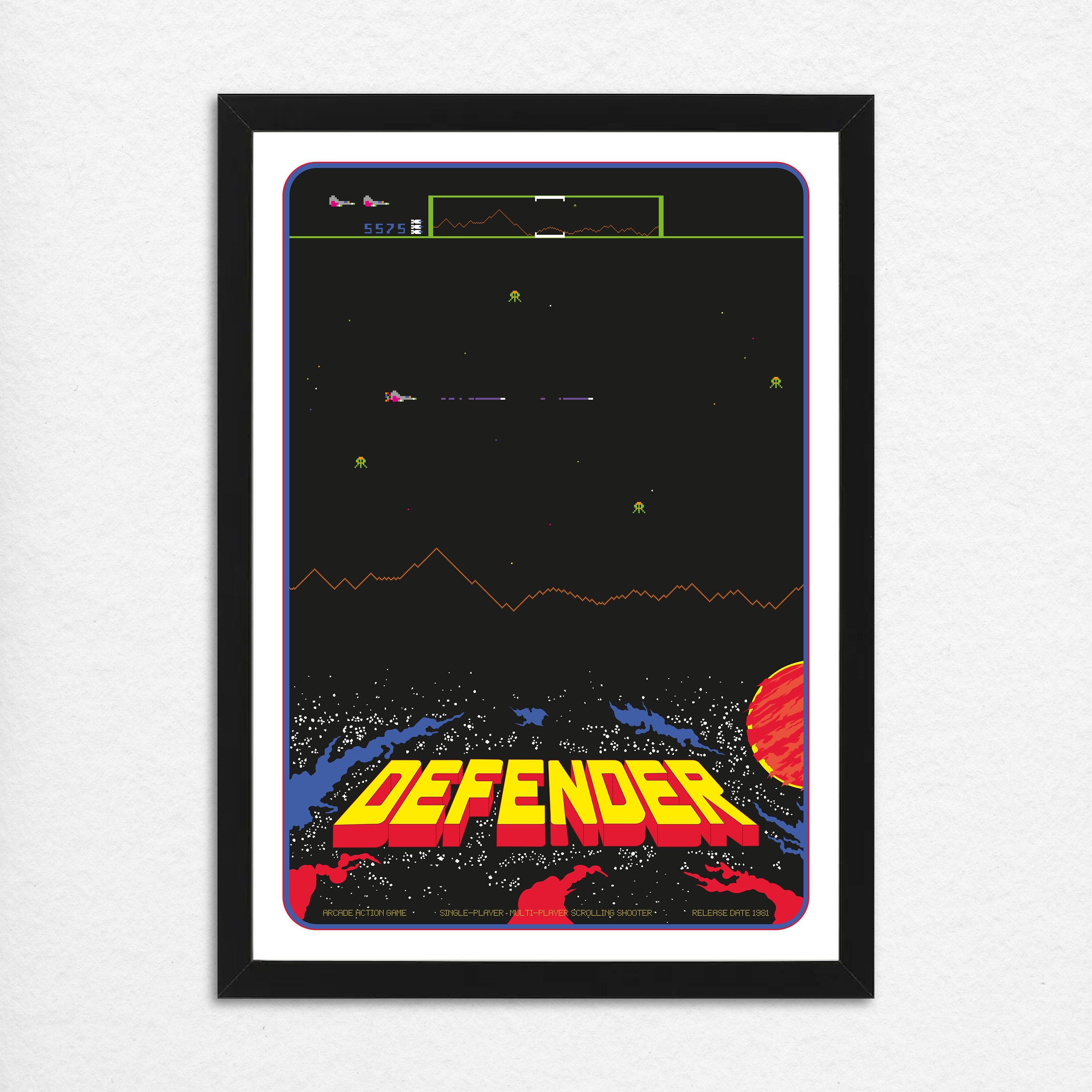 Defender Arcade Poster - Retro Arcade Poster - Defender Game 1981 - Etsy