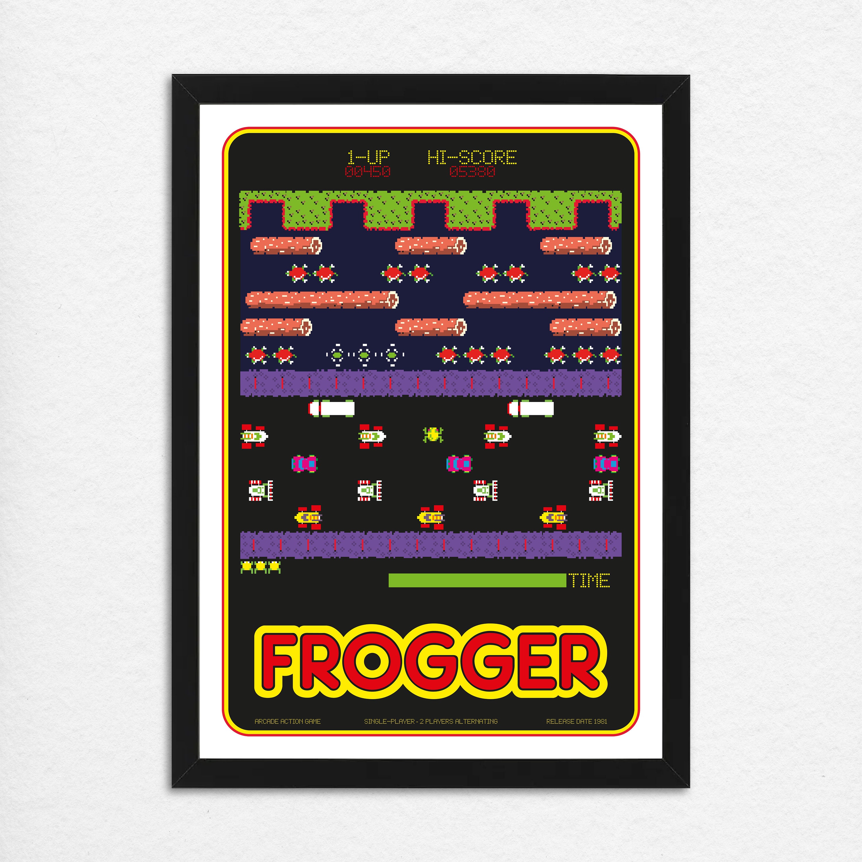 Frogger Arcade Poster - Retro Arcade Poster - Asteroids 1981 - Etsy