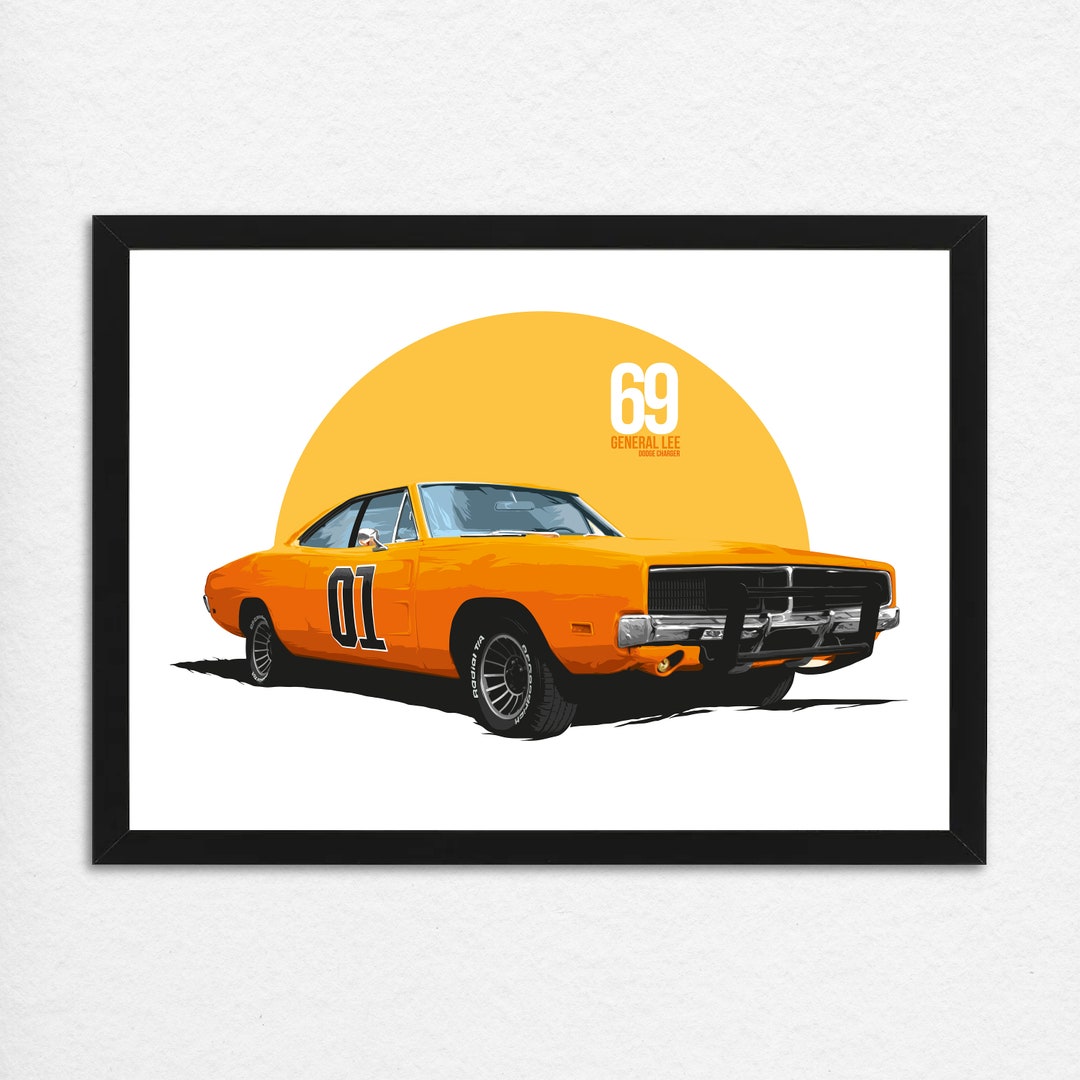 Dukes of Hazard General Lee Poster - Classic Car Poster - Dodge Charger ...