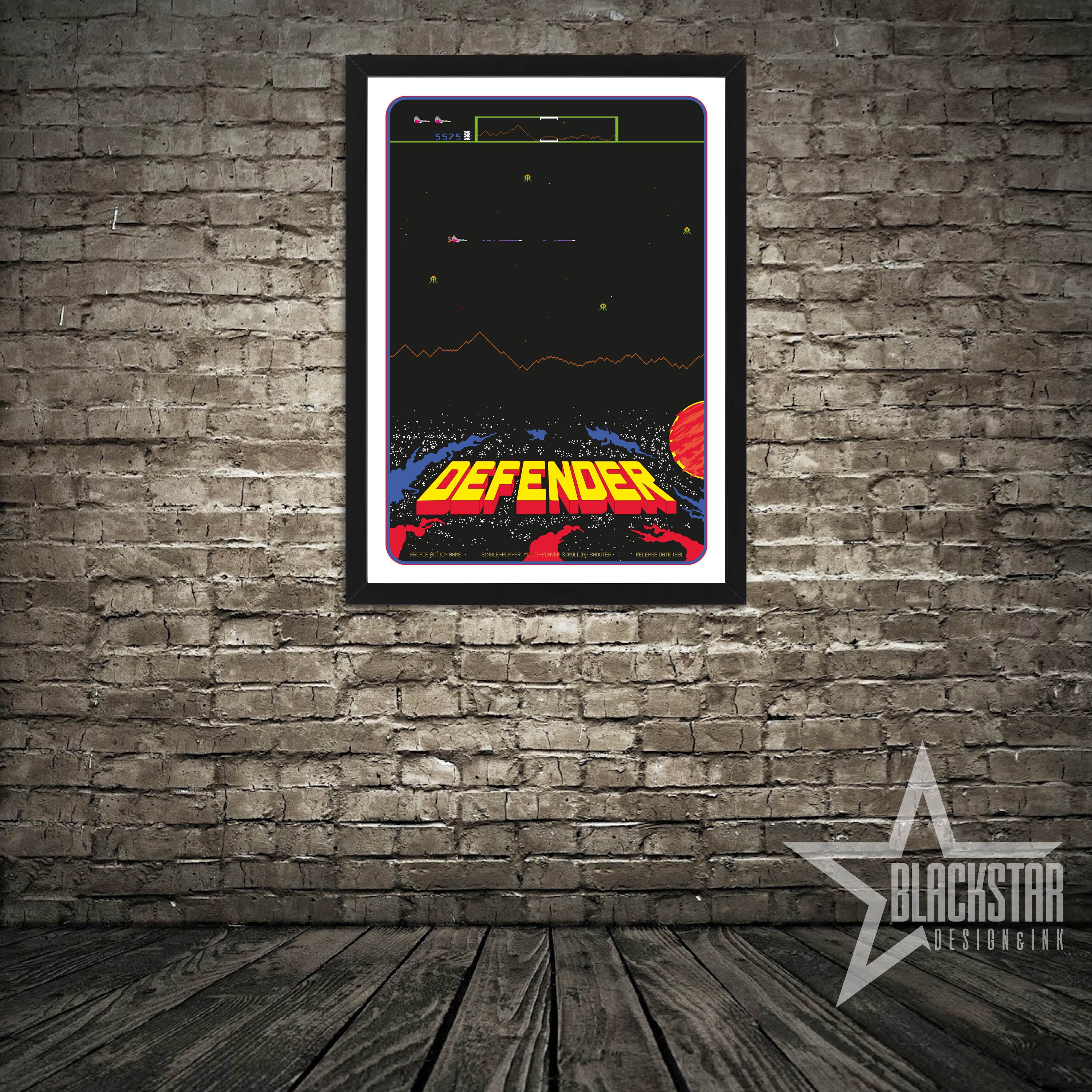 Defender Arcade Poster - Retro Arcade Poster - Defender Game 1981 - Etsy
