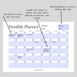 Editable Monthly Planner Template Month at a Glance Landscape A4 US ...