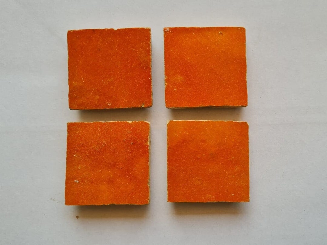 Moroccan Orange Zellige Tiles Handcrafted Tiles for Kitchen and ...