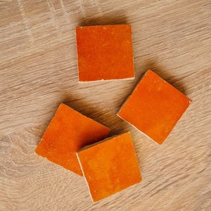 Moroccan Orange Zellige Tiles Handcrafted Tiles for Kitchen and ...