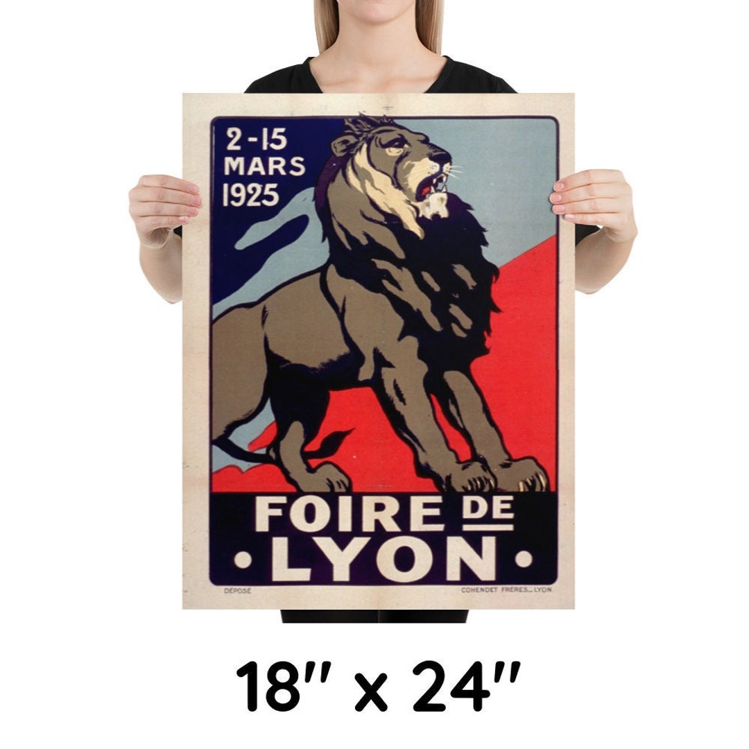French Lion Art Deco Vintage Poster Print - Etsy