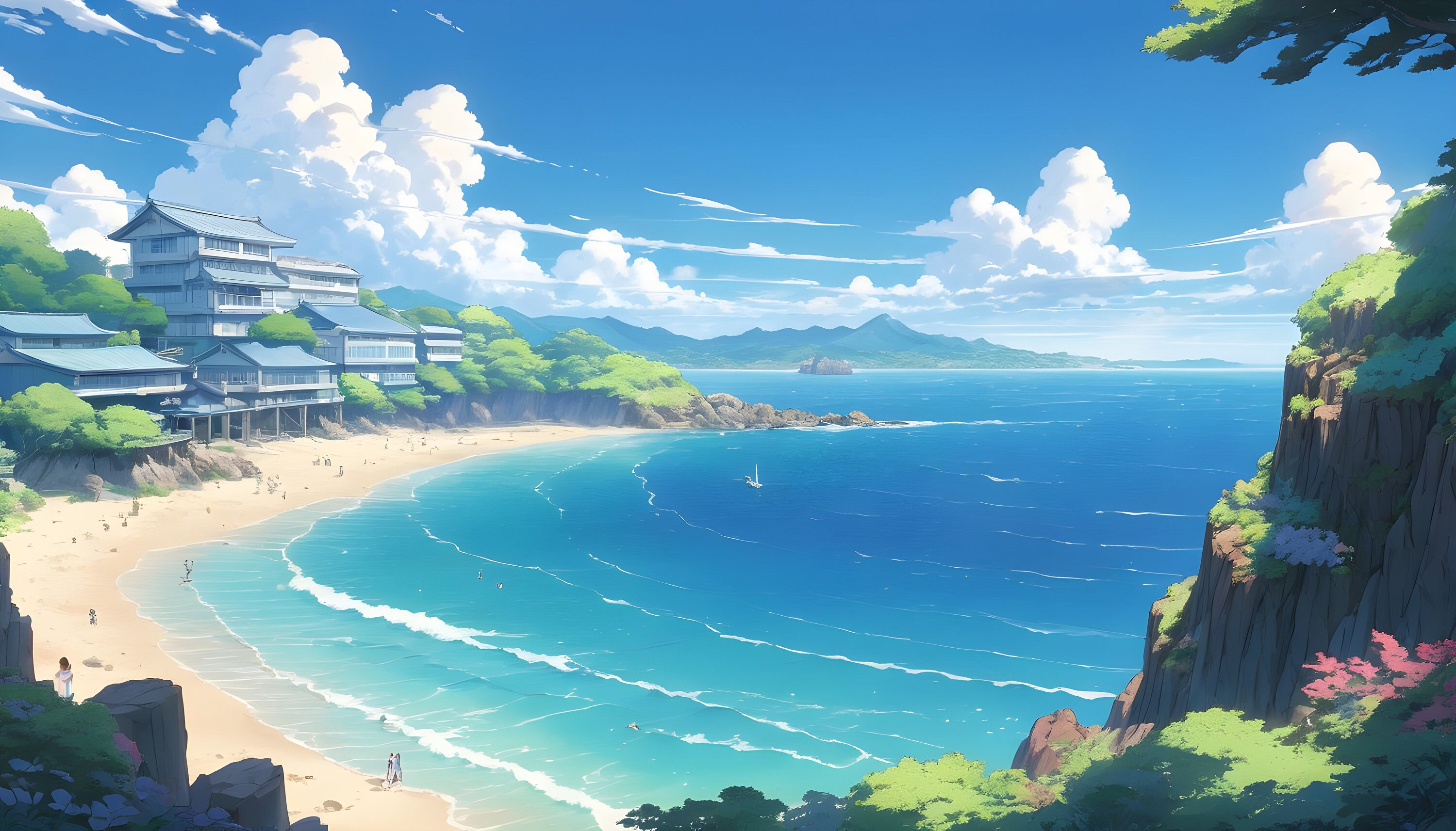 Ocean Side Anime Style 4k Wallpaper - Etsy
