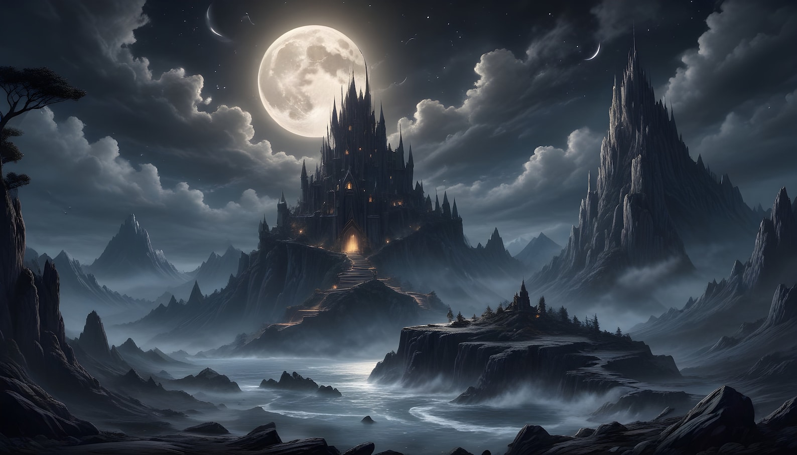 Moon Over Castle Epic Scene 4k Wallpaper - Etsy