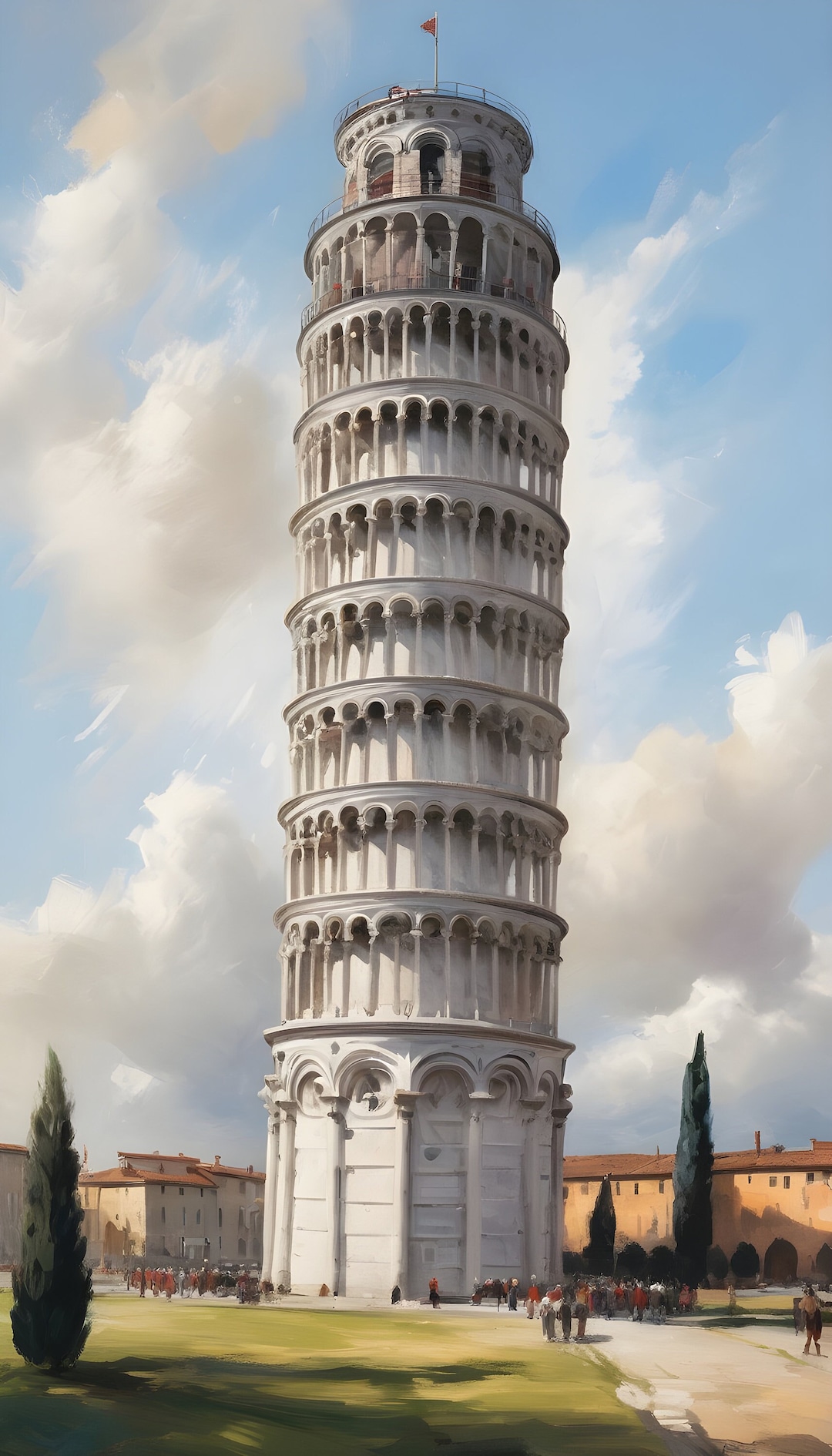 Oil Paint Pisa Tower 4k Wallpaper - Etsy