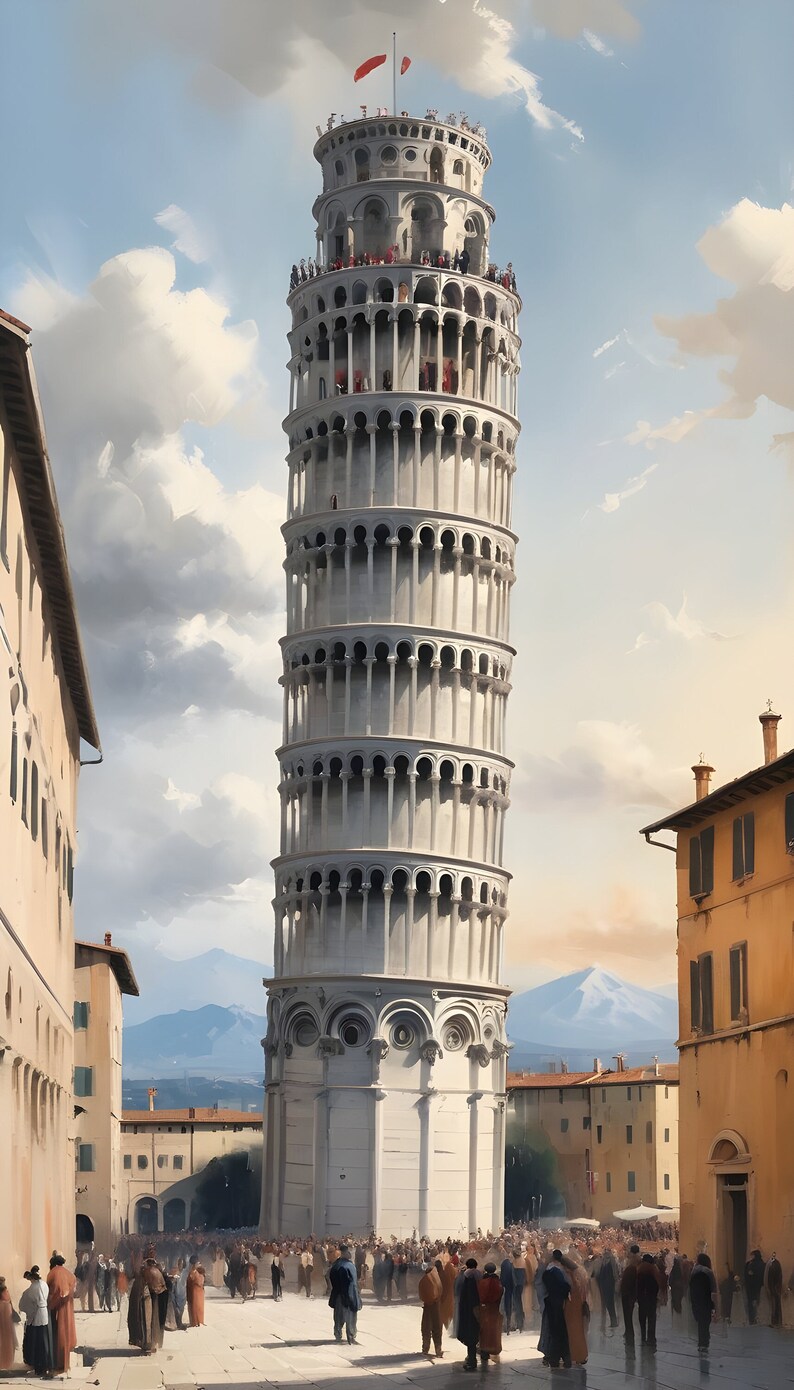 Oil Paint Pisa Tower in Crowded City Center 4k Wallpaper - Etsy