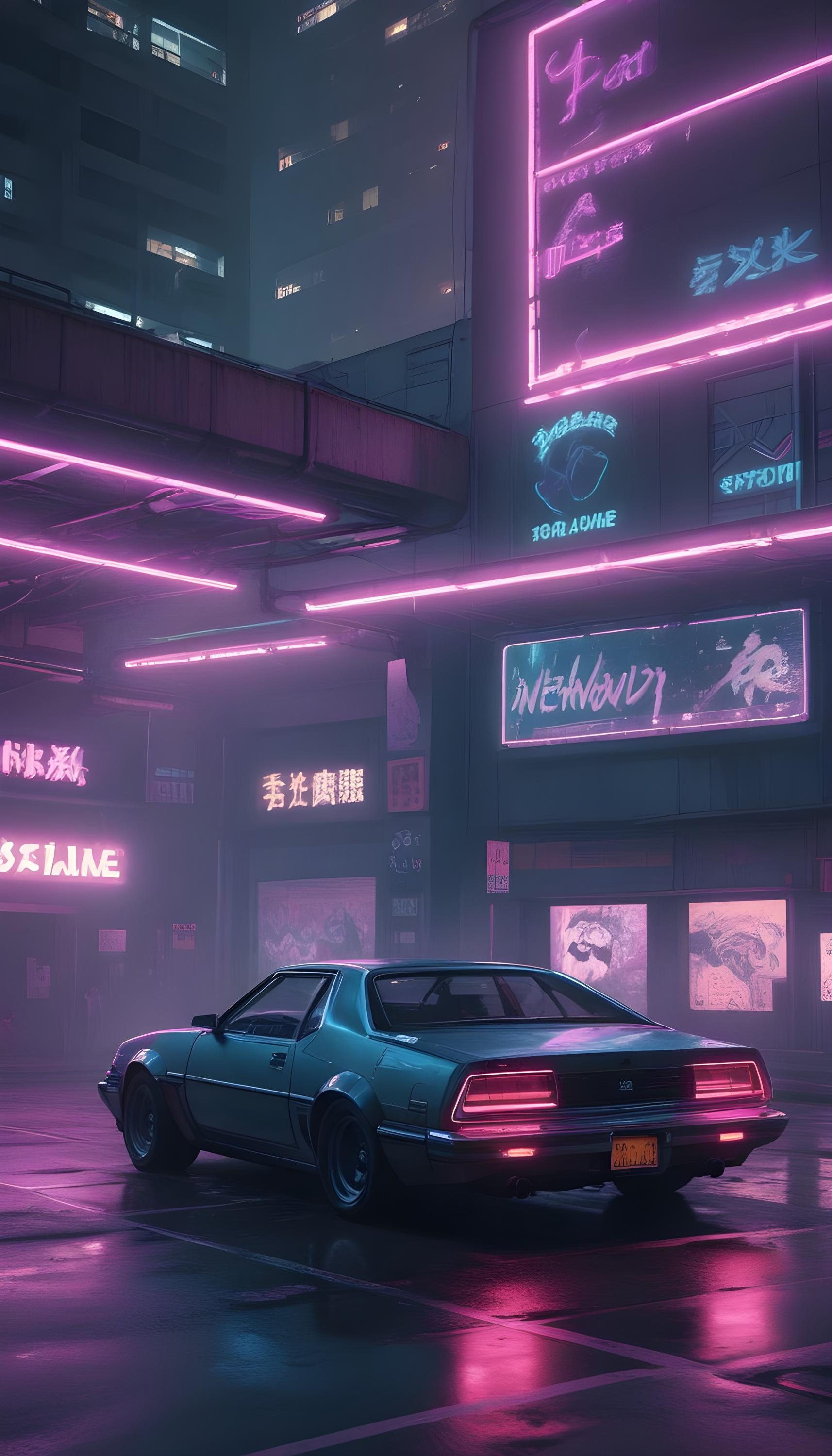 Cyberpunk Night Rider Sports Car in Street 4k Wallpaper - Etsy