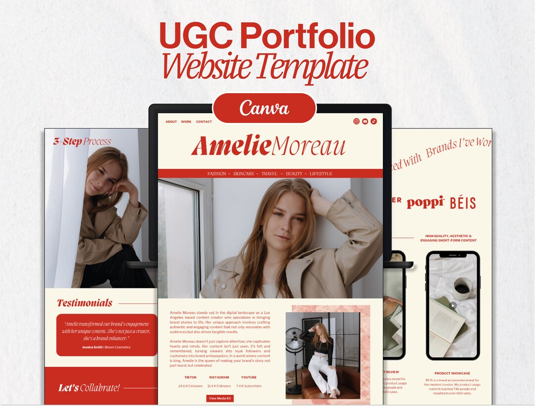 UGC Portfolio Canva Website Template | for Social Media Influencers ...