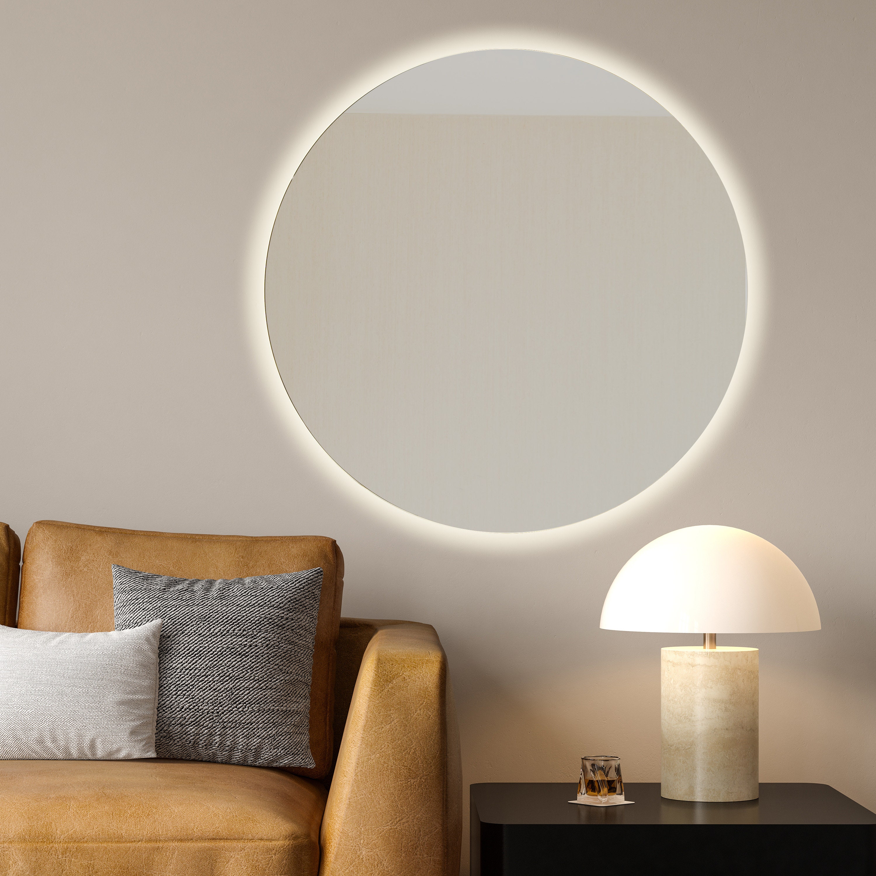 Round LED Backlit Mirror: Modern Touch Switch Decorative Mirror (60cm ...